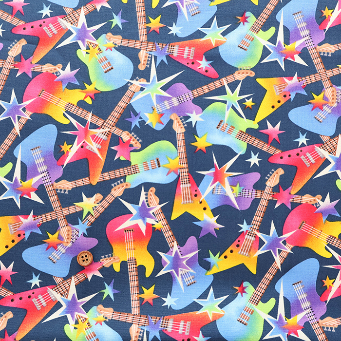 USAコットンシーチングプリント生地 ギター生地の通販|ノムラテーラーオンラインショップ