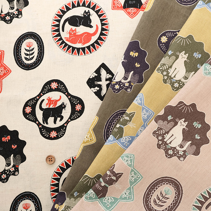 C/Lシーチング Sanae Sugimoto Cat days生地の通販|ノムラテーラーオンラインショップ